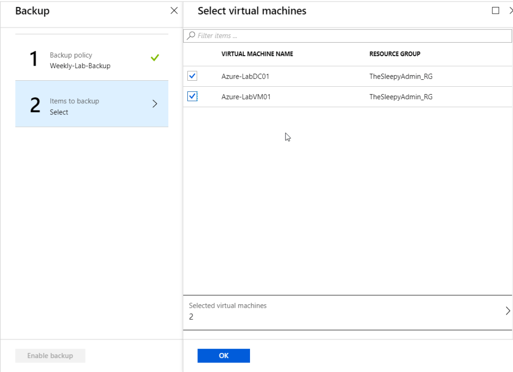 Azure VM Backup using Azure Recovery Service Vault – TheSleepyAdmins