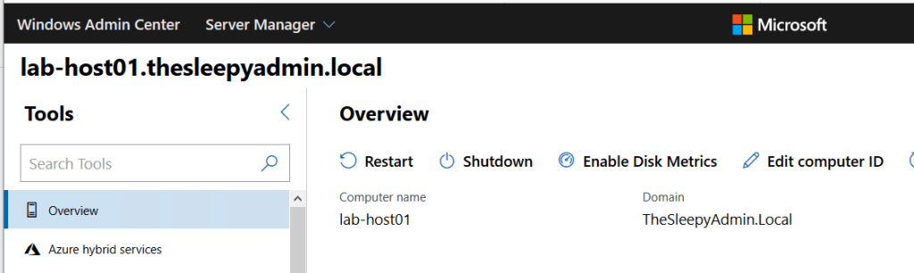 Windows Admin Centre 1910 – TheSleepyAdmins