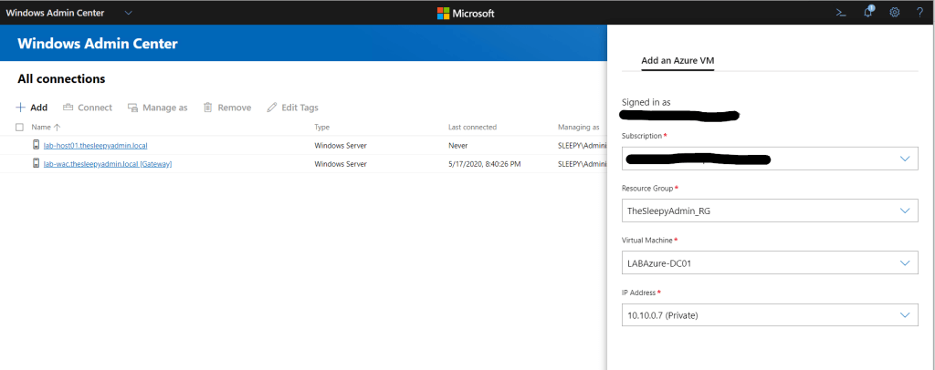 Connect Windows Admin Center to Azure – TheSleepyAdmins