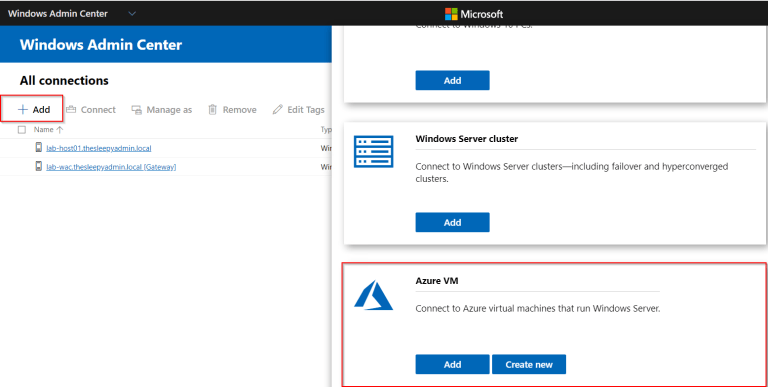 Connect Windows Admin Center to Azure – TheSleepyAdmins