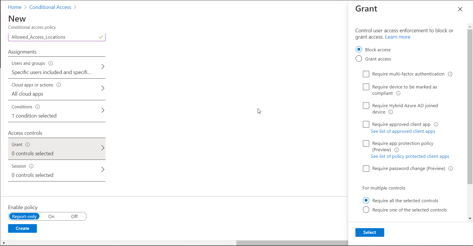Create Azure conditional access policy with named location ...