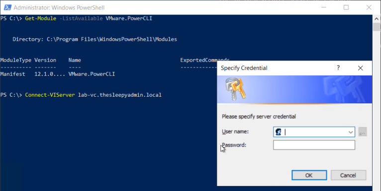 VMware PowerCLI Integrated Authentication Issues – TheSleepyAdmins