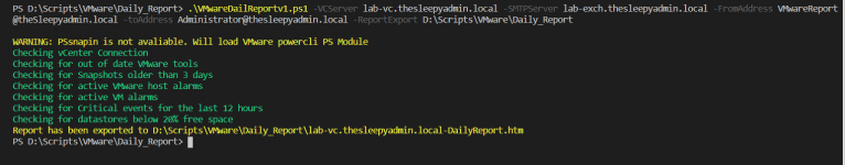 VMware Daily Health Check HTML Report PowerShell – TheSleepyAdmins