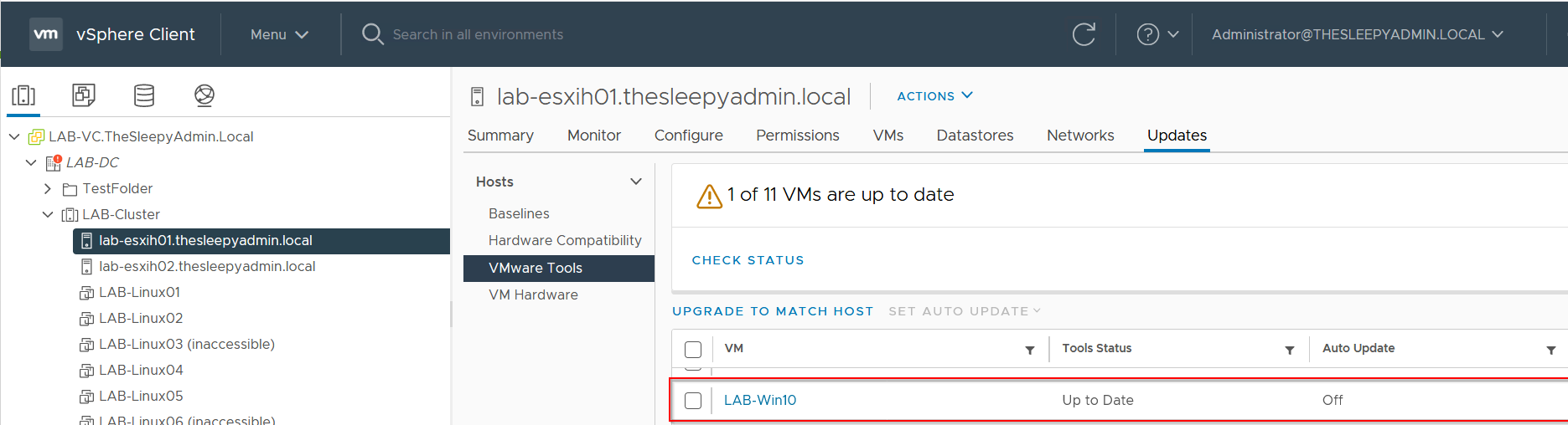 Updating VMware tools on ESXi 7.0 host using VMware Lifecycle Manager – TheSleepyAdmins