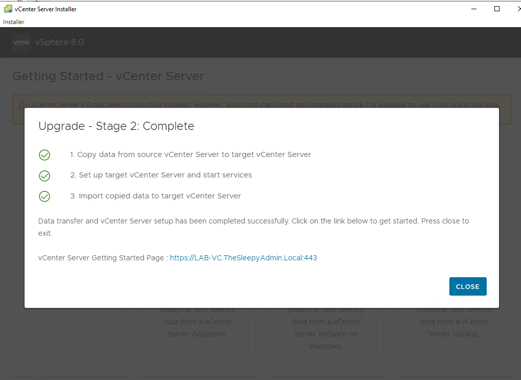 Upgrading VMware vCenter Server Appliance from 7.0 to 8.0 – TheSleepyAdmins