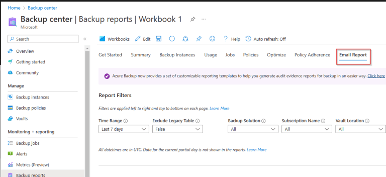 Configure Azure Backup Email Reporting – TheSleepyAdmins