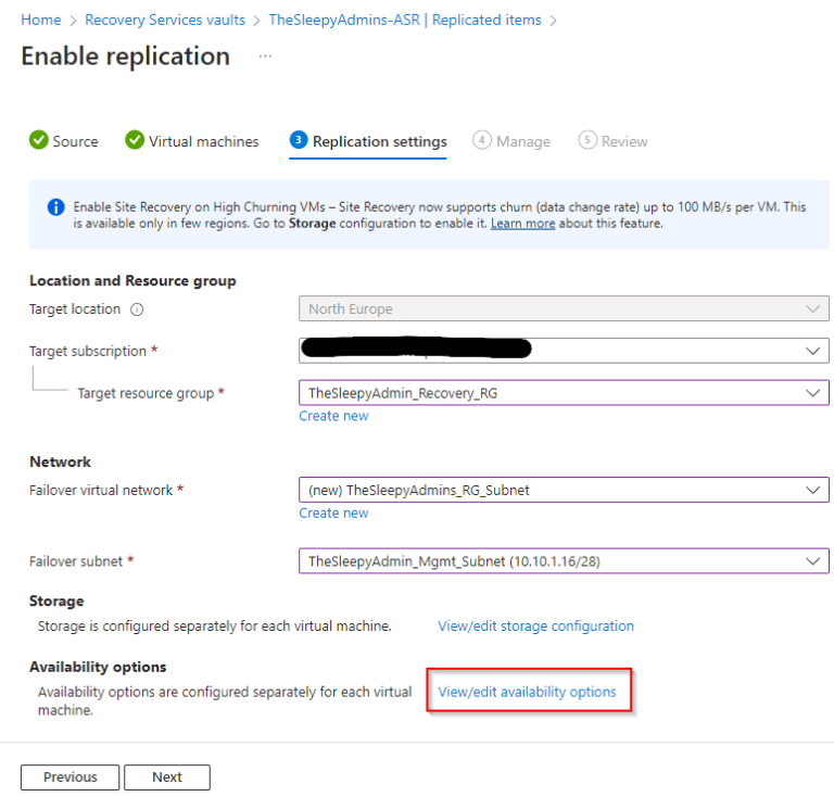 Configure Azure Site Recovery Zone to Zone Replication – TheSleepyAdmins