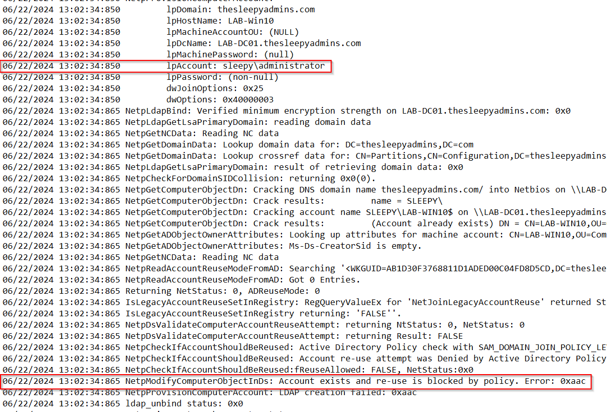 Active Directory: Computer Account Re-Use Domain Join Policy ...
