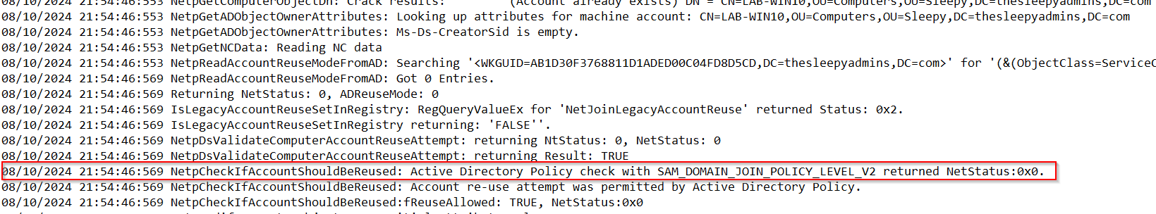 Computer Account Re-Use Domain Join: SAM_DOMAIN_JOIN_POLICY_LEVEL_V2 ...